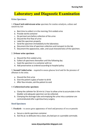Laboratory and diagnostic examination