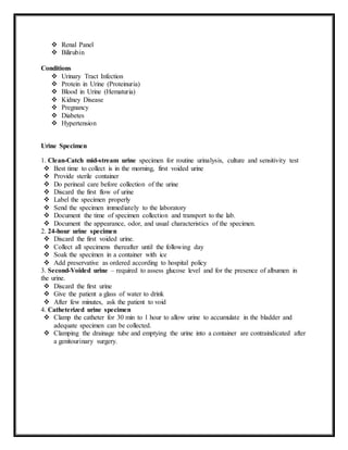 Laboratory and diagnostic examination(urine analysis) | DOCX