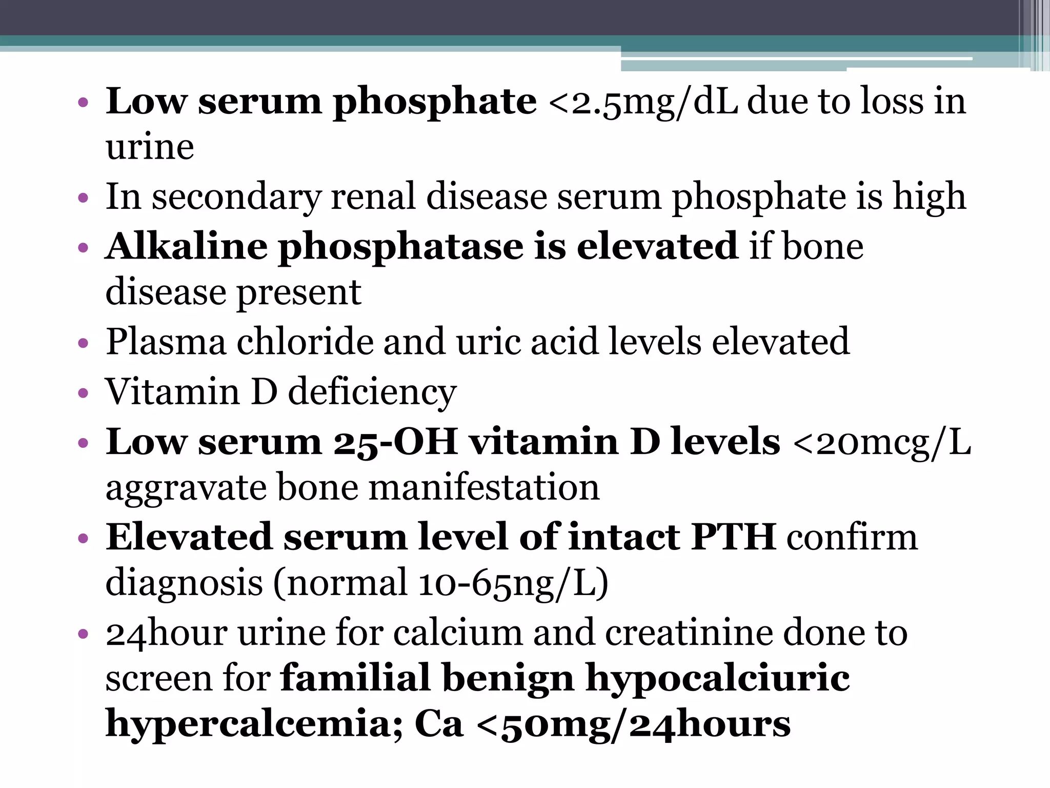 laboratory and radiological findings in hyperparathyroidism | PPTX