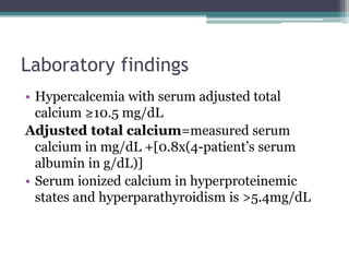 laboratory and radiological findings in hyperparathyroidism | PPTX