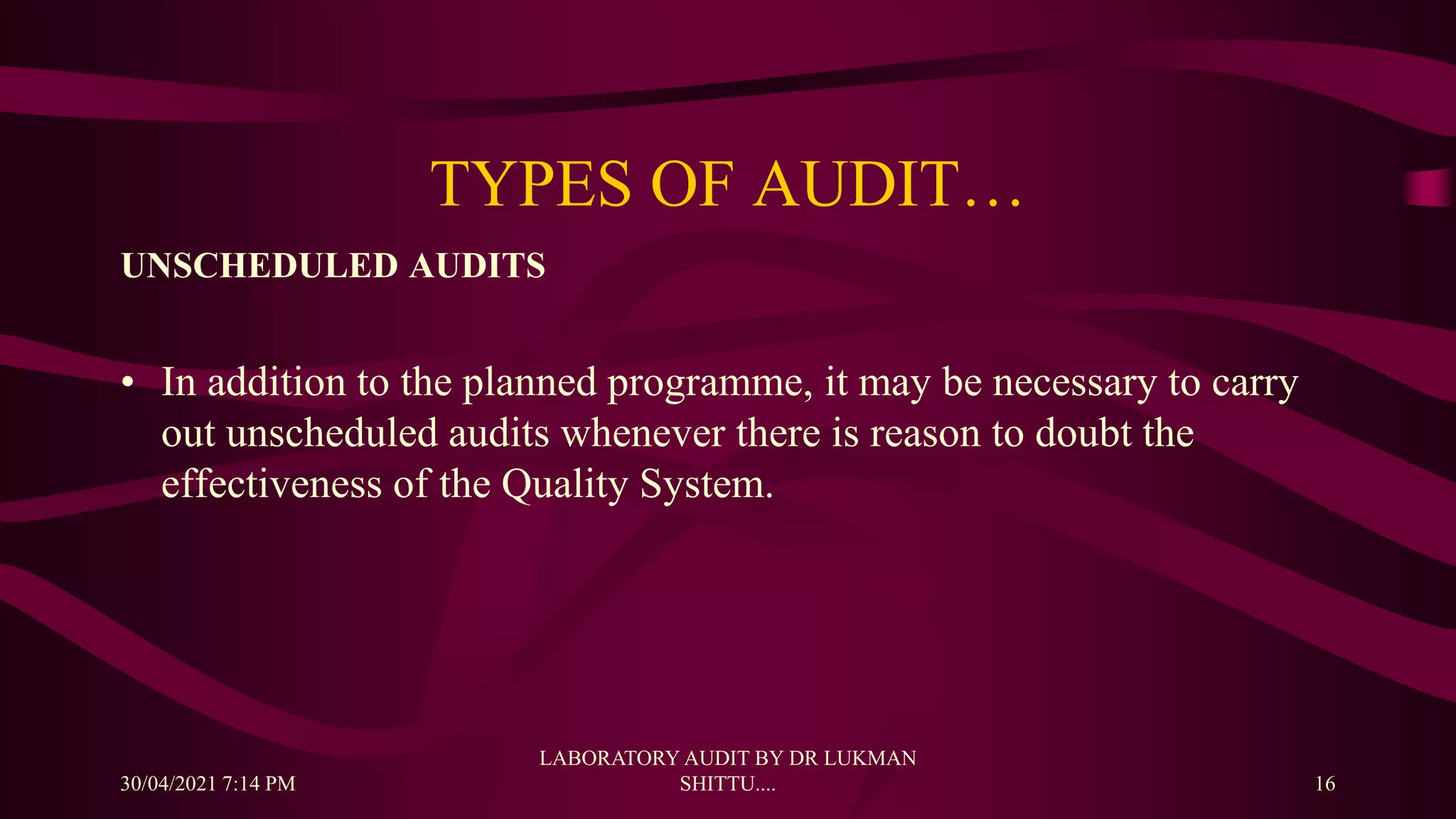 Laboratory audit ls | PDF