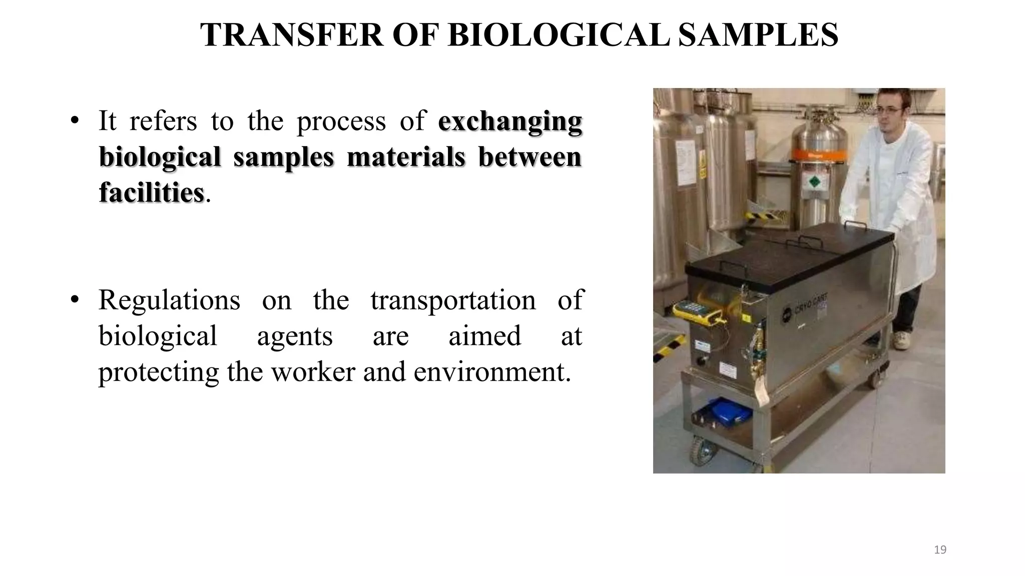 Laboratory biosafety levels and transfer of biological samples | PPTX