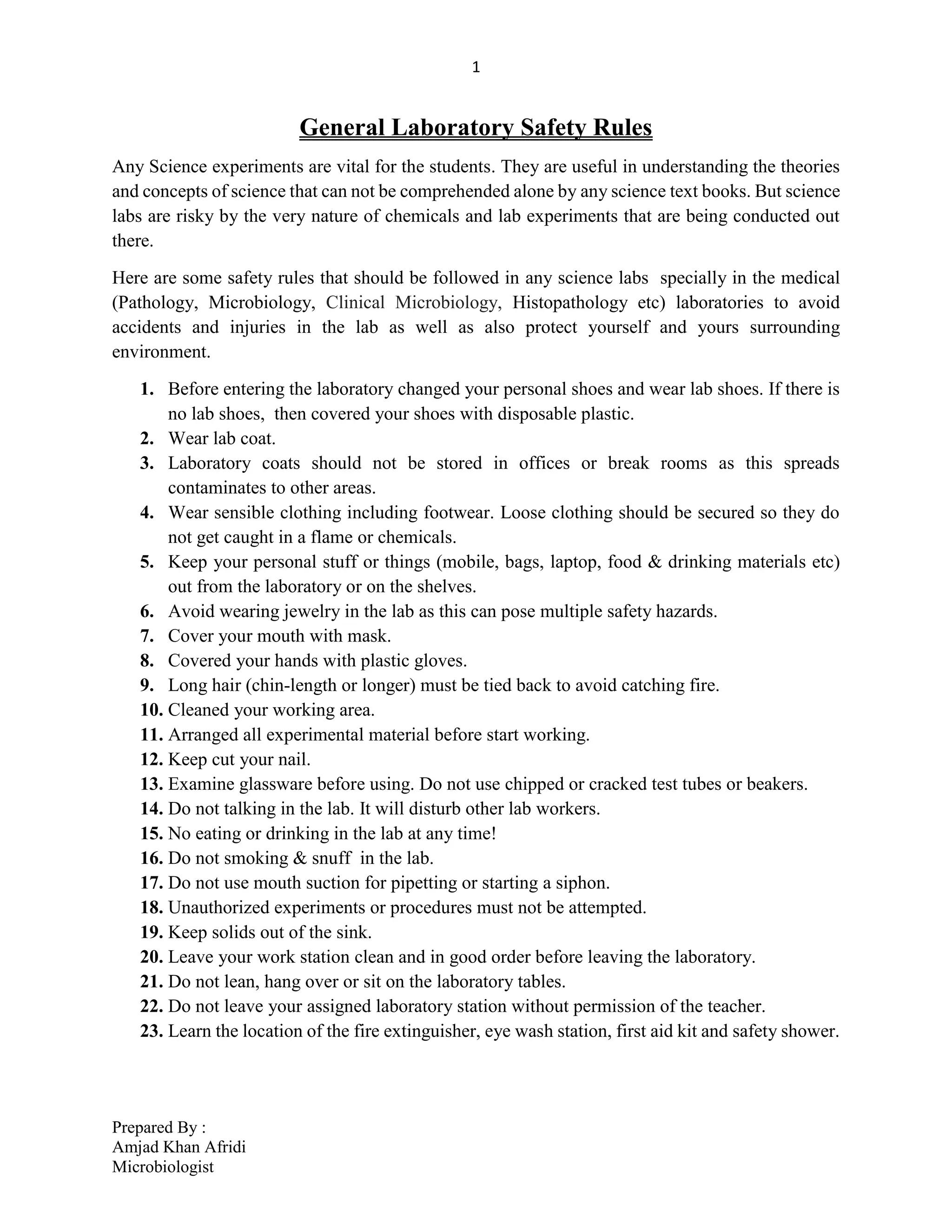 Laboratory biosafety rules | PDF