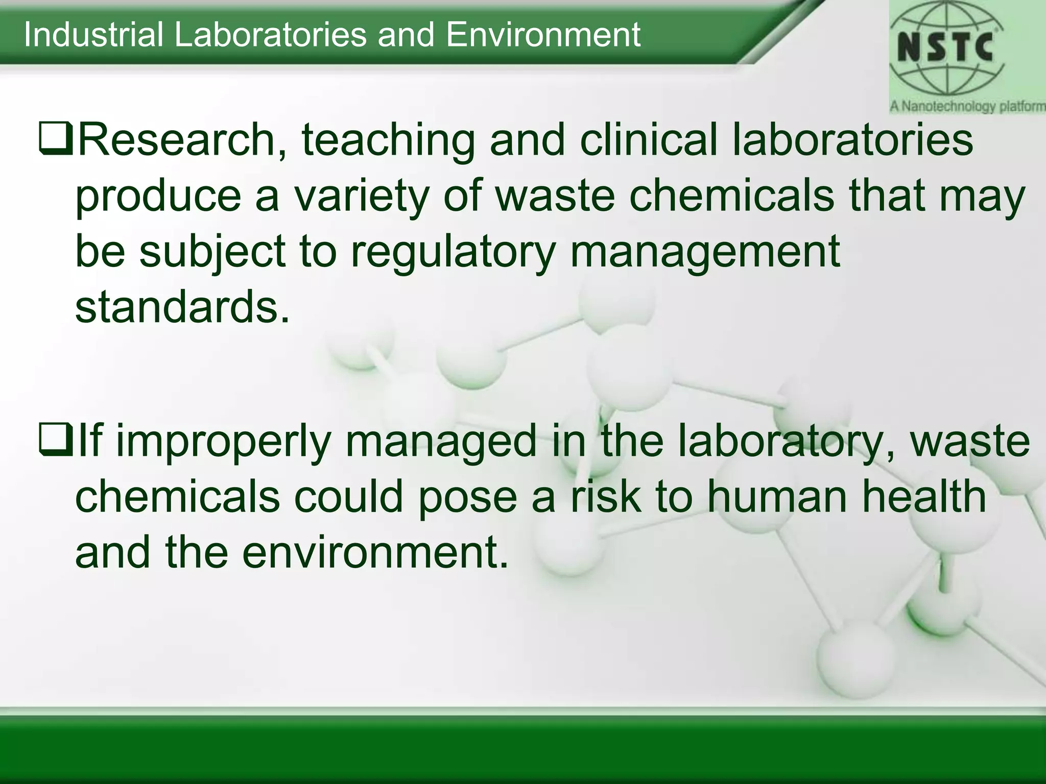 Laboratory chemical waste management practices | PPTX