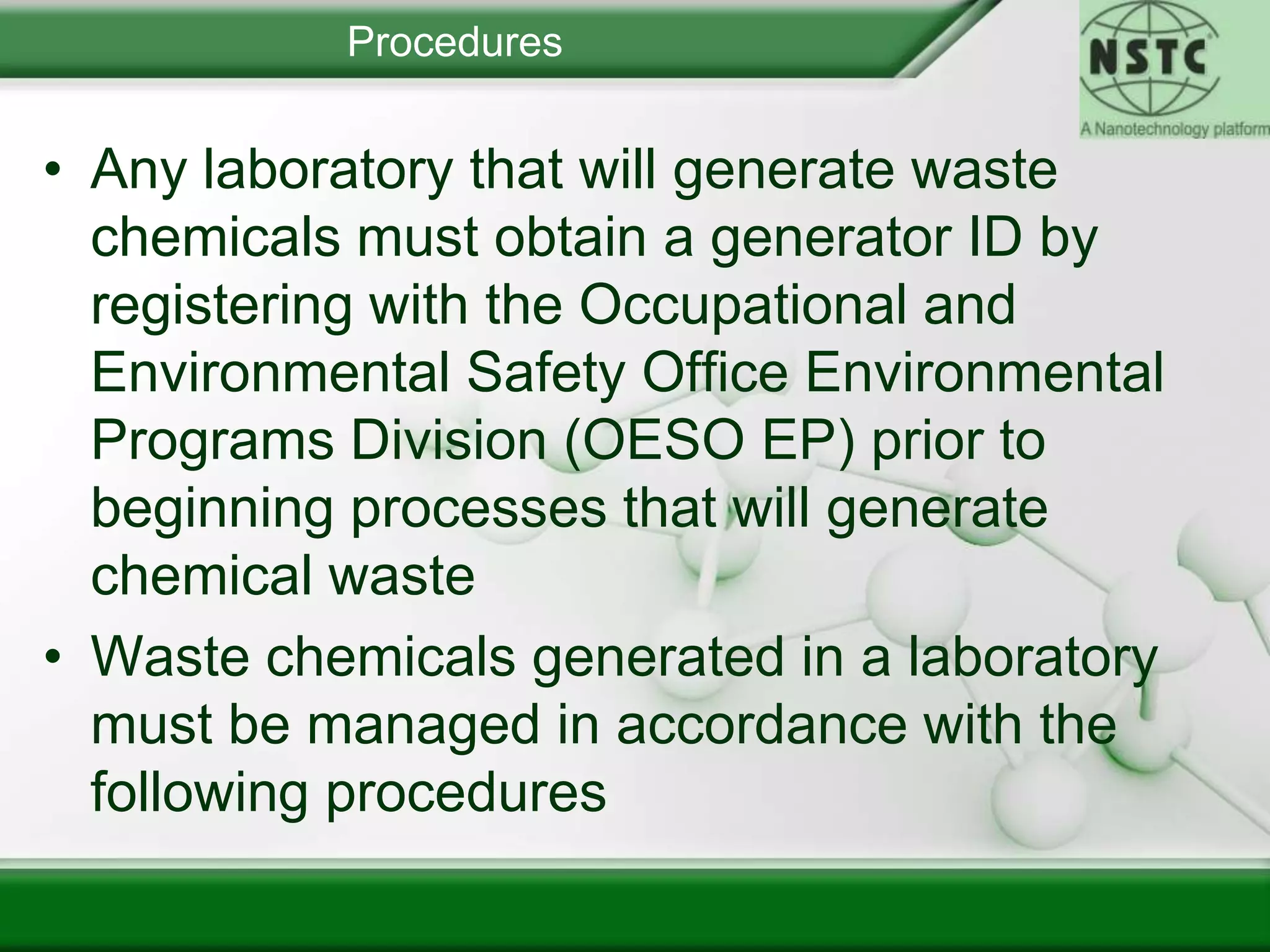 Laboratory chemical waste management practices | PPTX