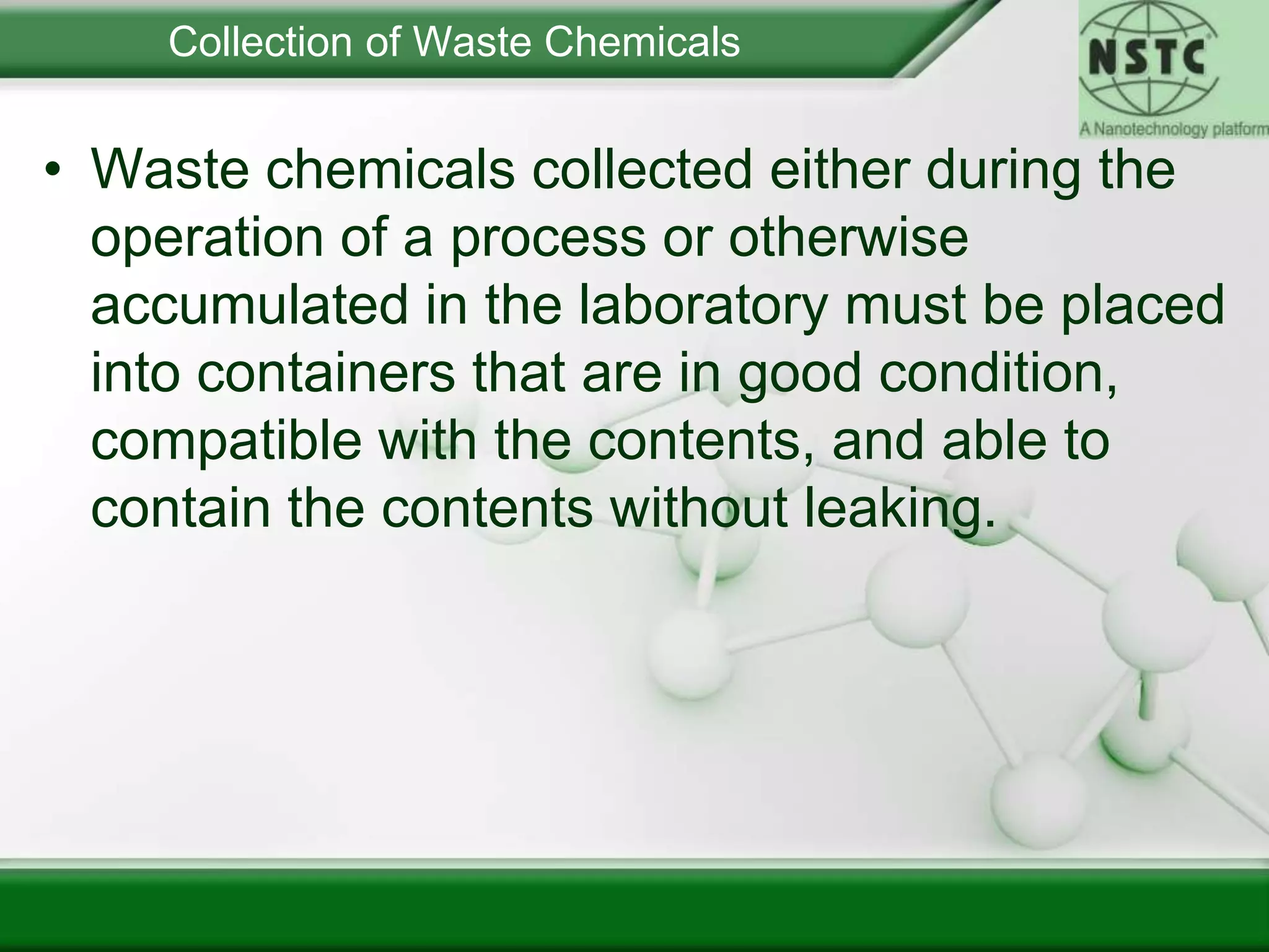 Laboratory chemical waste management practices | PPTX