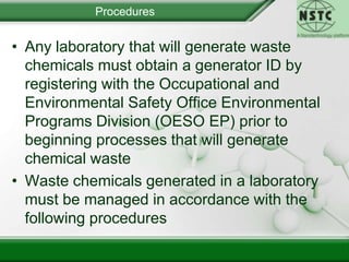 Laboratory chemical waste management practices | PPTX