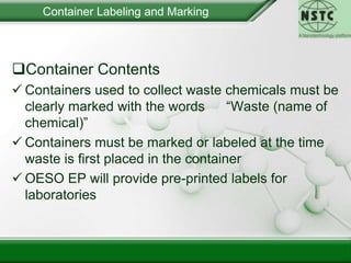 Laboratory chemical waste management practices | PPTX