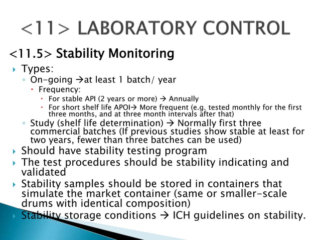 Laboratory control gmp api (q7 ich guide) | PPT