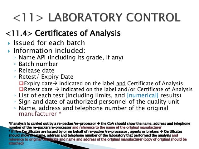 Laboratory control gmp api (q7 ich guide)