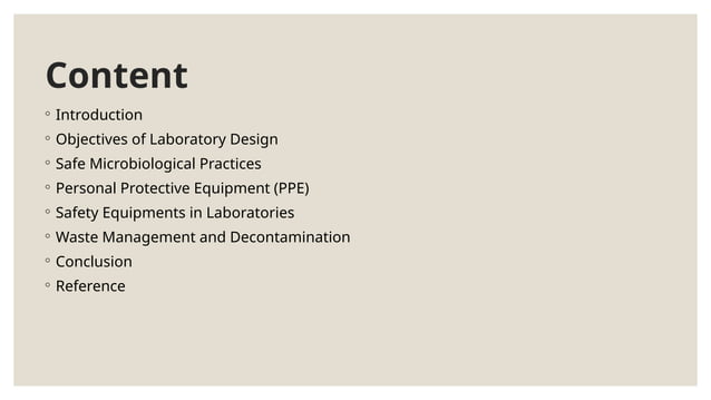 Laboratory design and safe microbiological practices | PPTX