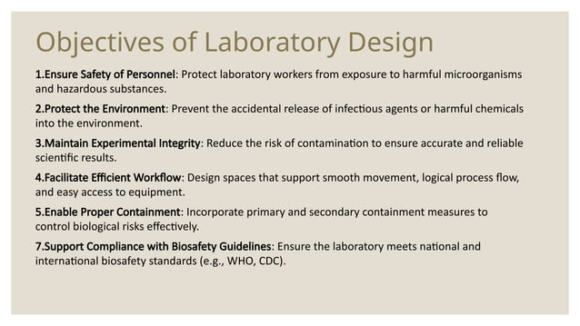 Laboratory design and safe microbiological practices | PPTX