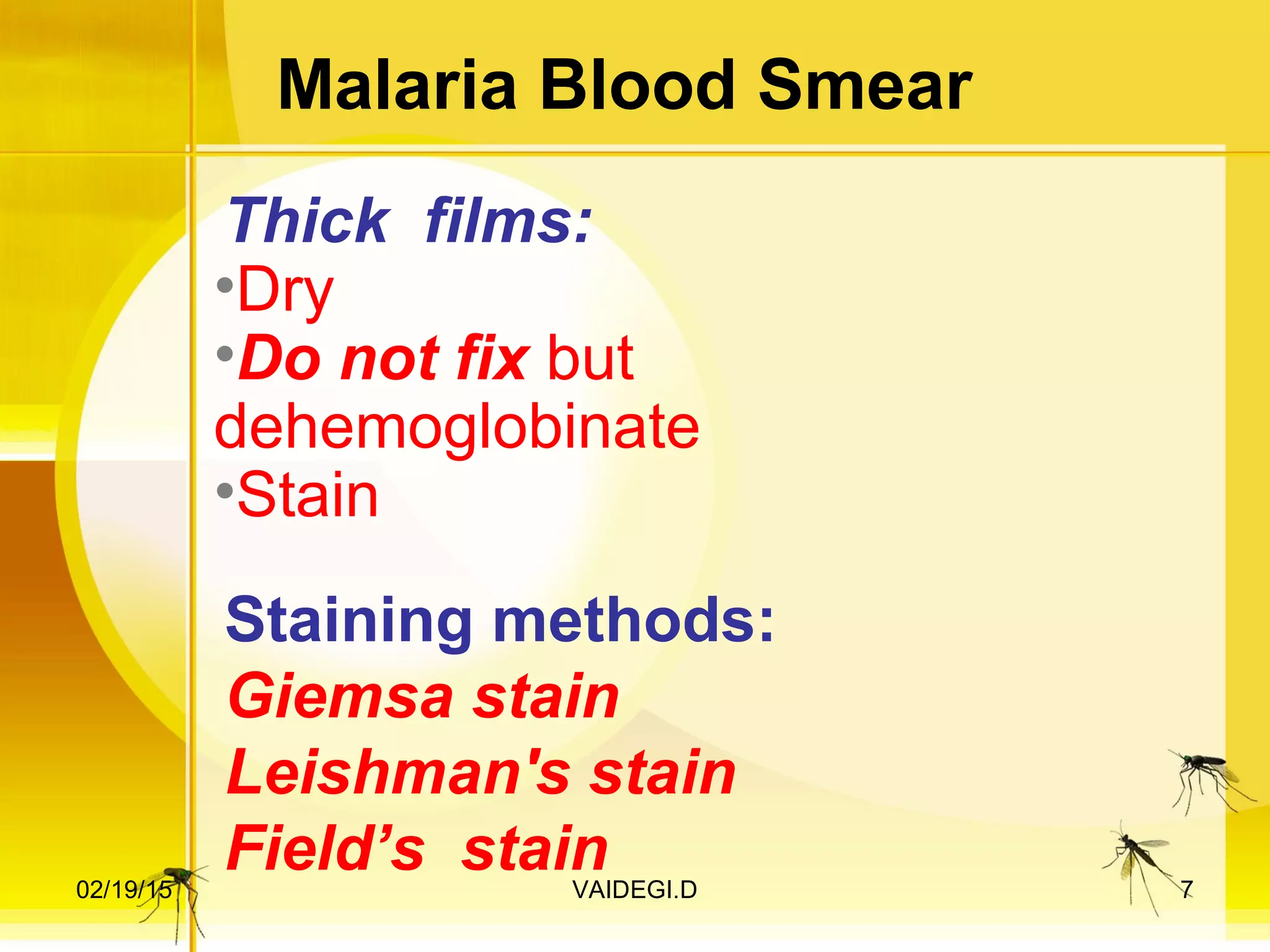 Laboratory diagnosis of malarial parasite | PPT