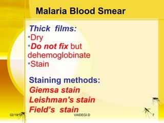 Laboratory diagnosis of malarial parasite | PPT