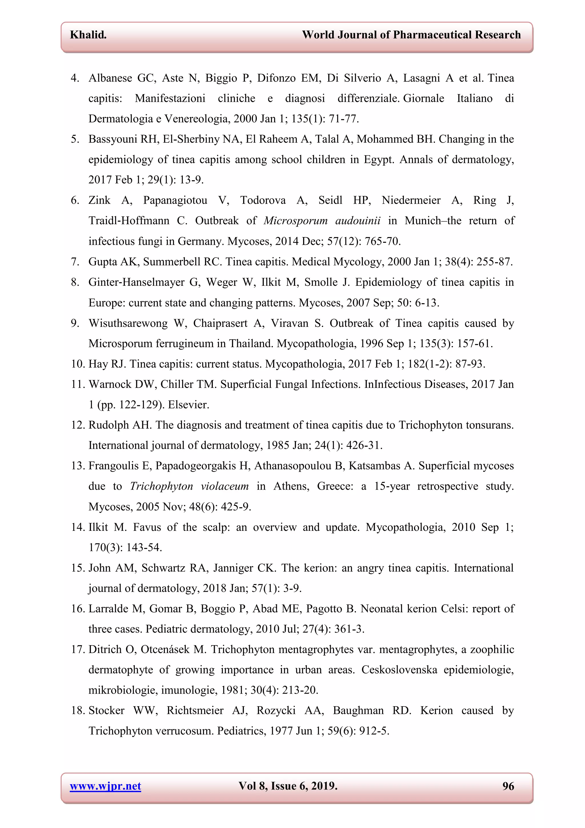 Laboratory diagnosis of the causative dermatophytes of tinea capitis ...