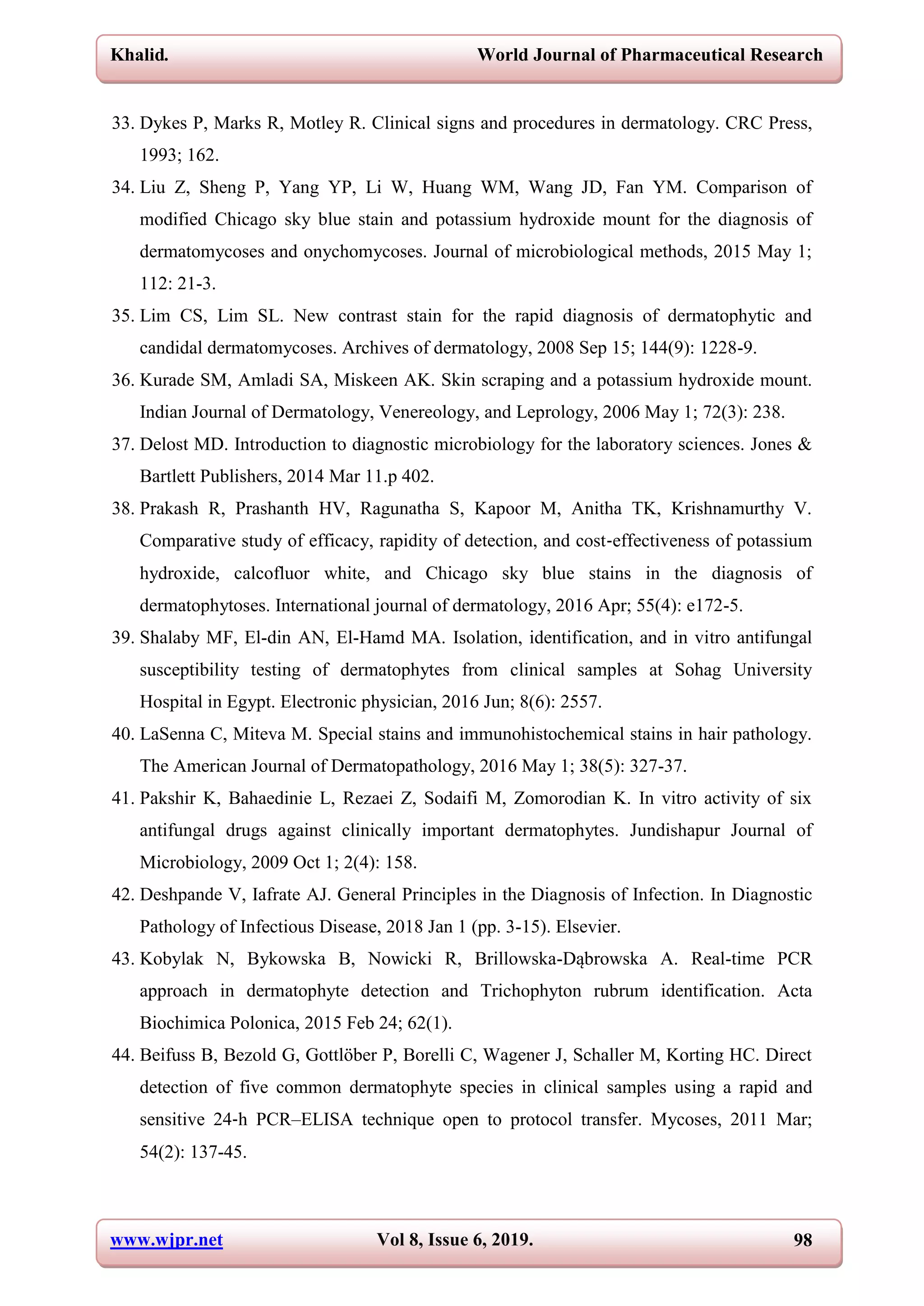 Laboratory diagnosis of the causative dermatophytes of tinea capitis ...