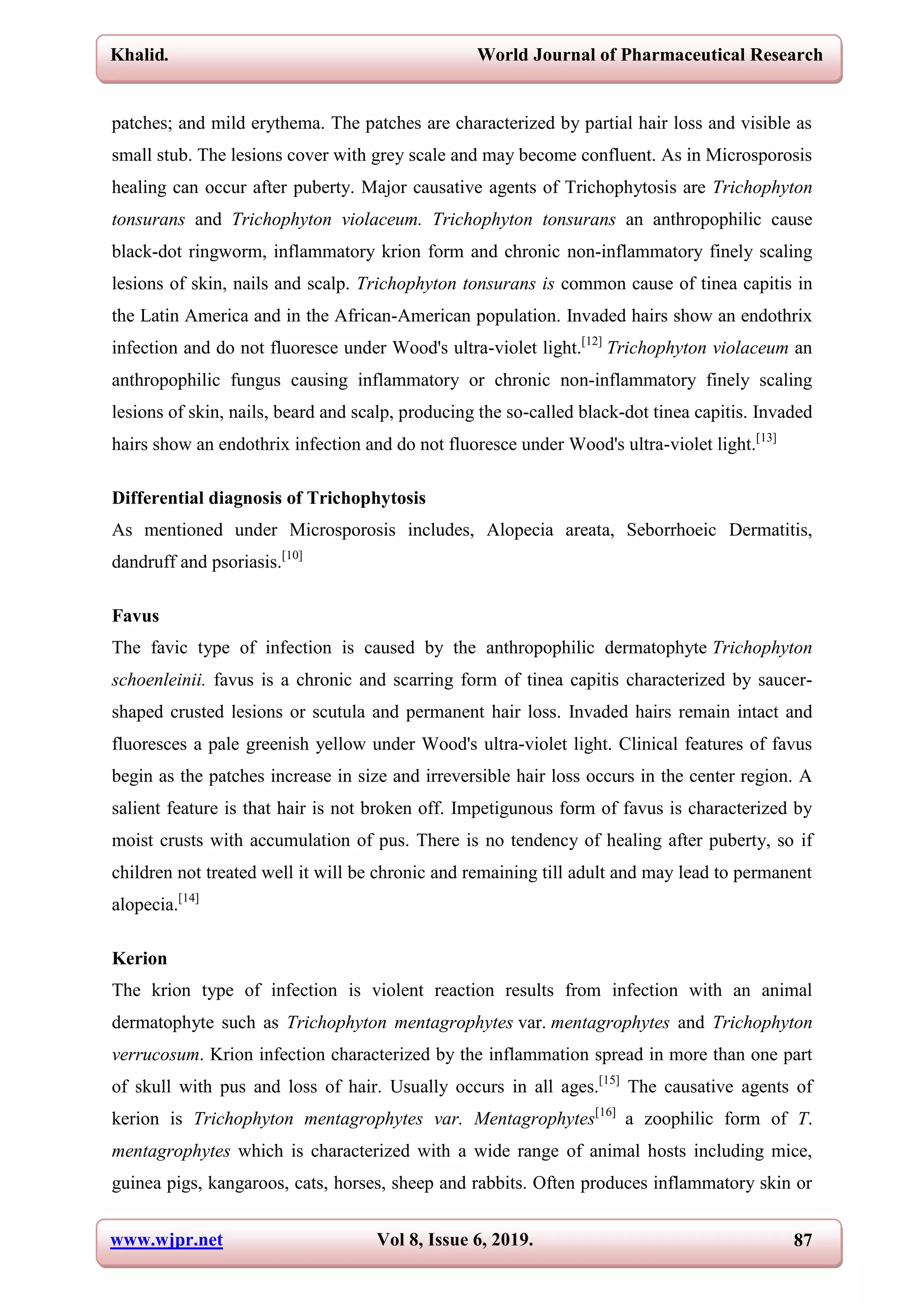 Laboratory diagnosis of the causative dermatophytes of tinea capitis ...