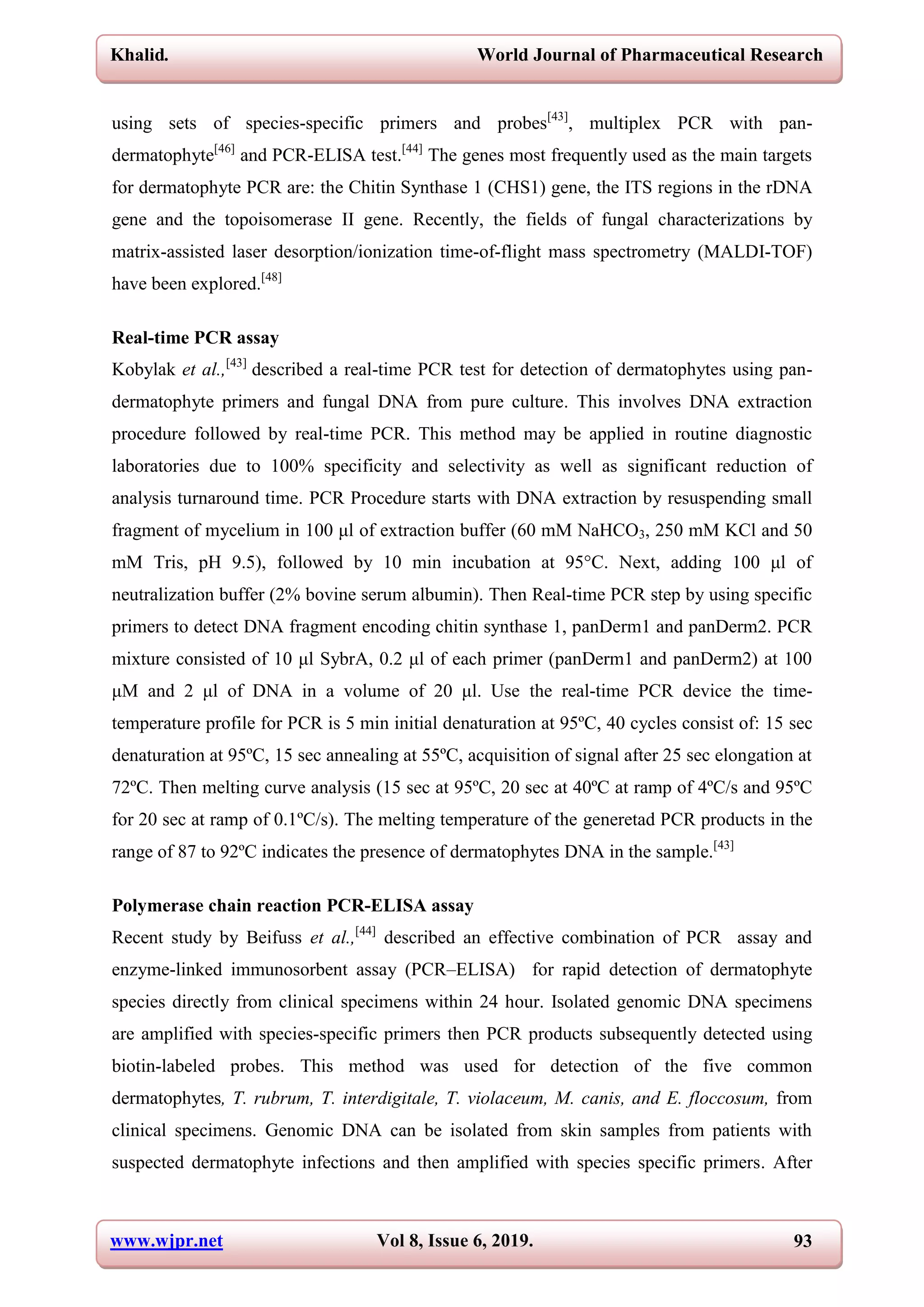 Laboratory diagnosis of the causative dermatophytes of tinea capitis ...