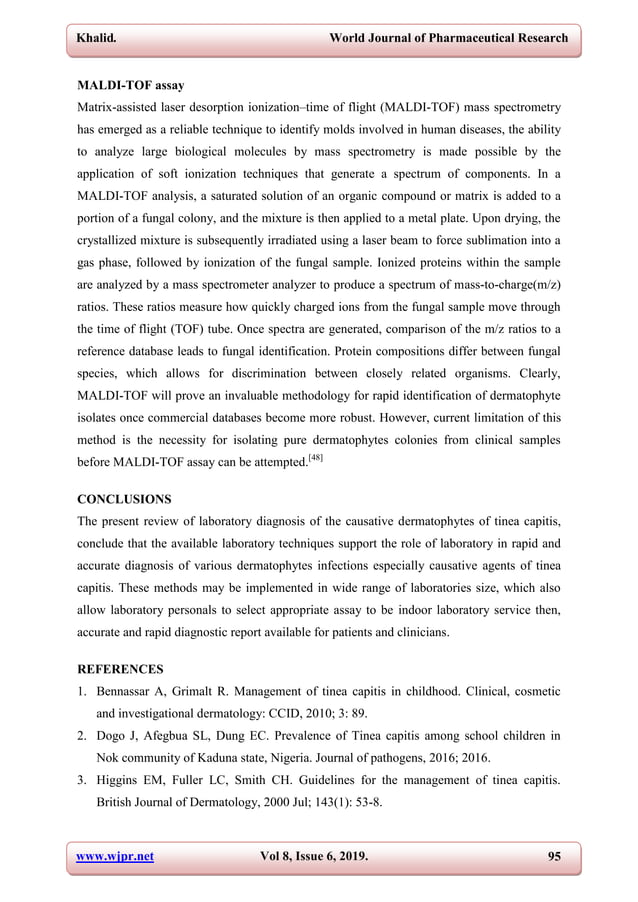 Laboratory diagnosis of the causative dermatophytes of tinea capitis ...