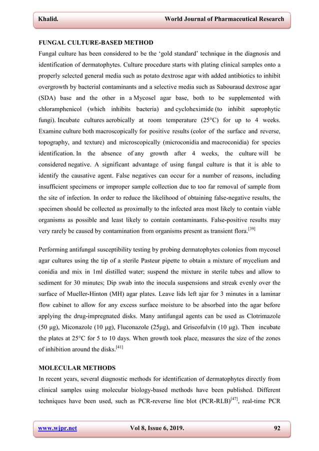 Laboratory diagnosis of the causative dermatophytes of tinea capitis ...