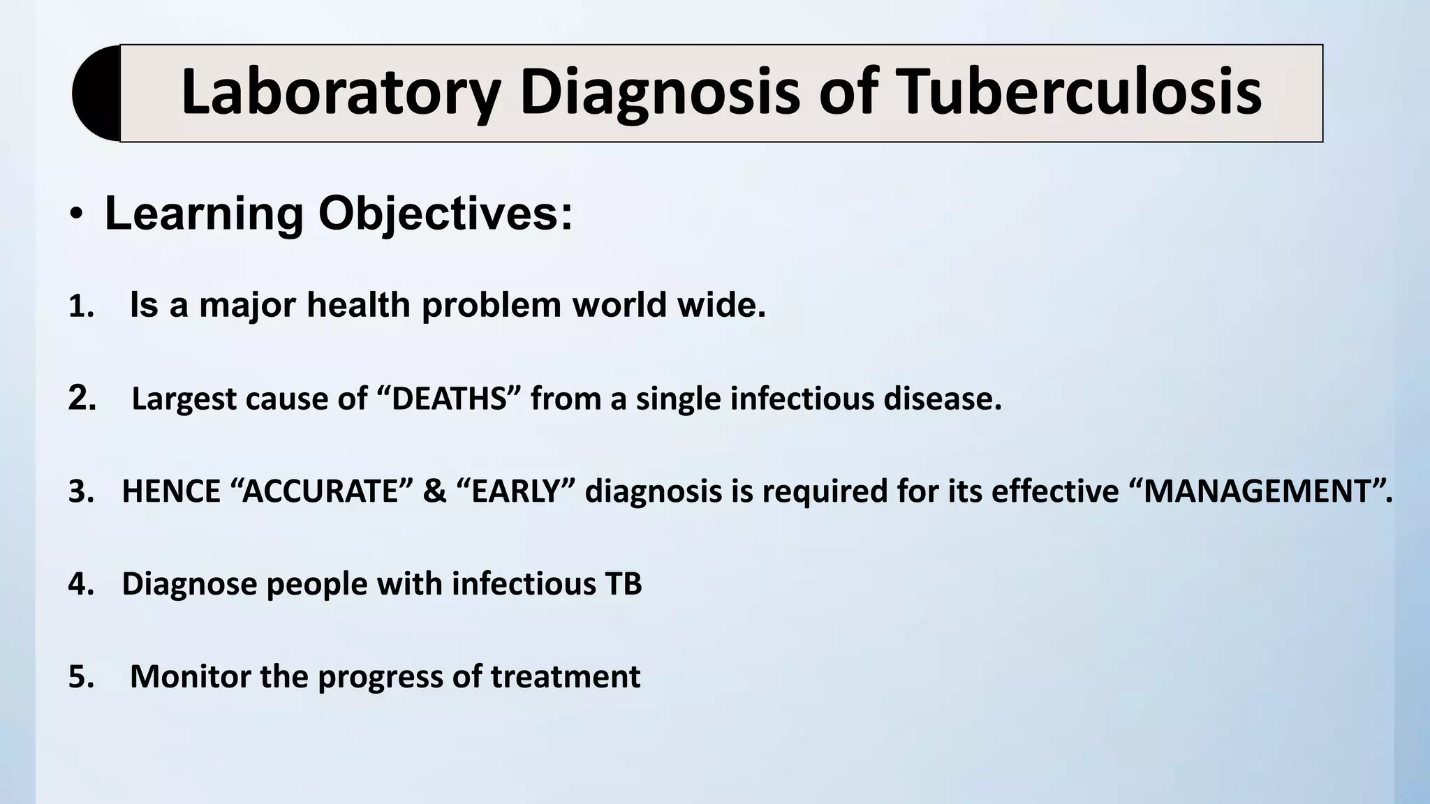 Laboratory diagnosis of tuberculosis pract. | PPTX