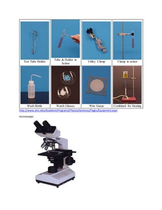 Laboratory equipments in english | DOCX