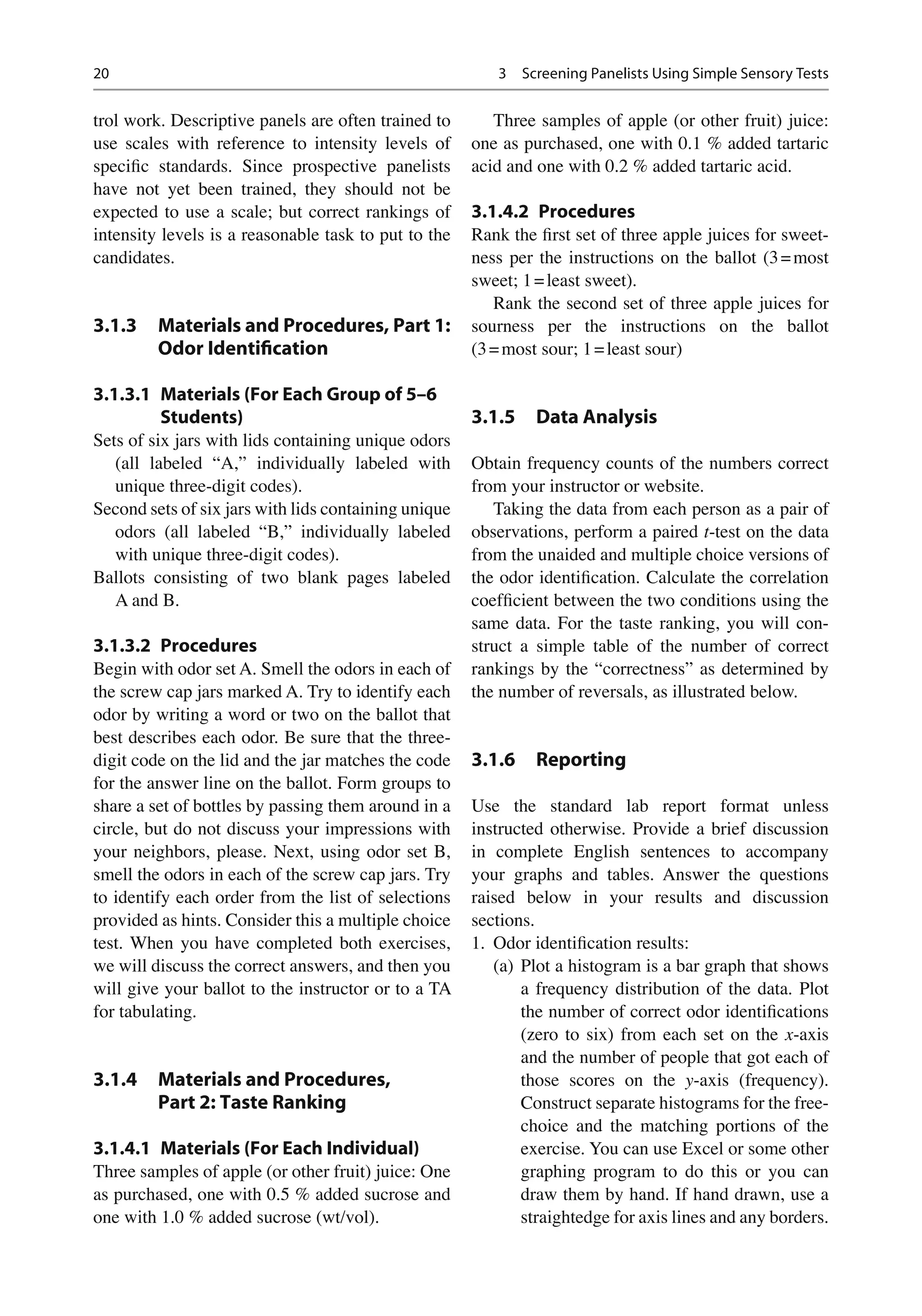 Laboratory exercises for sensory evaluation | PDF