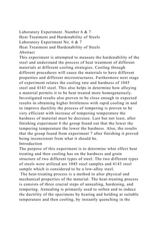 Laboratory Experiment. Number 6 & 7Heat Treatment and Hardenabil.docx