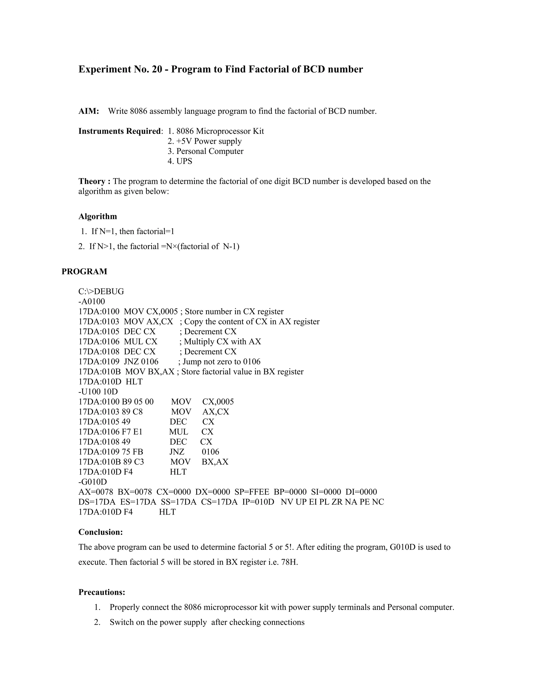 microprocessor Laboratory experiments manual | PDF
