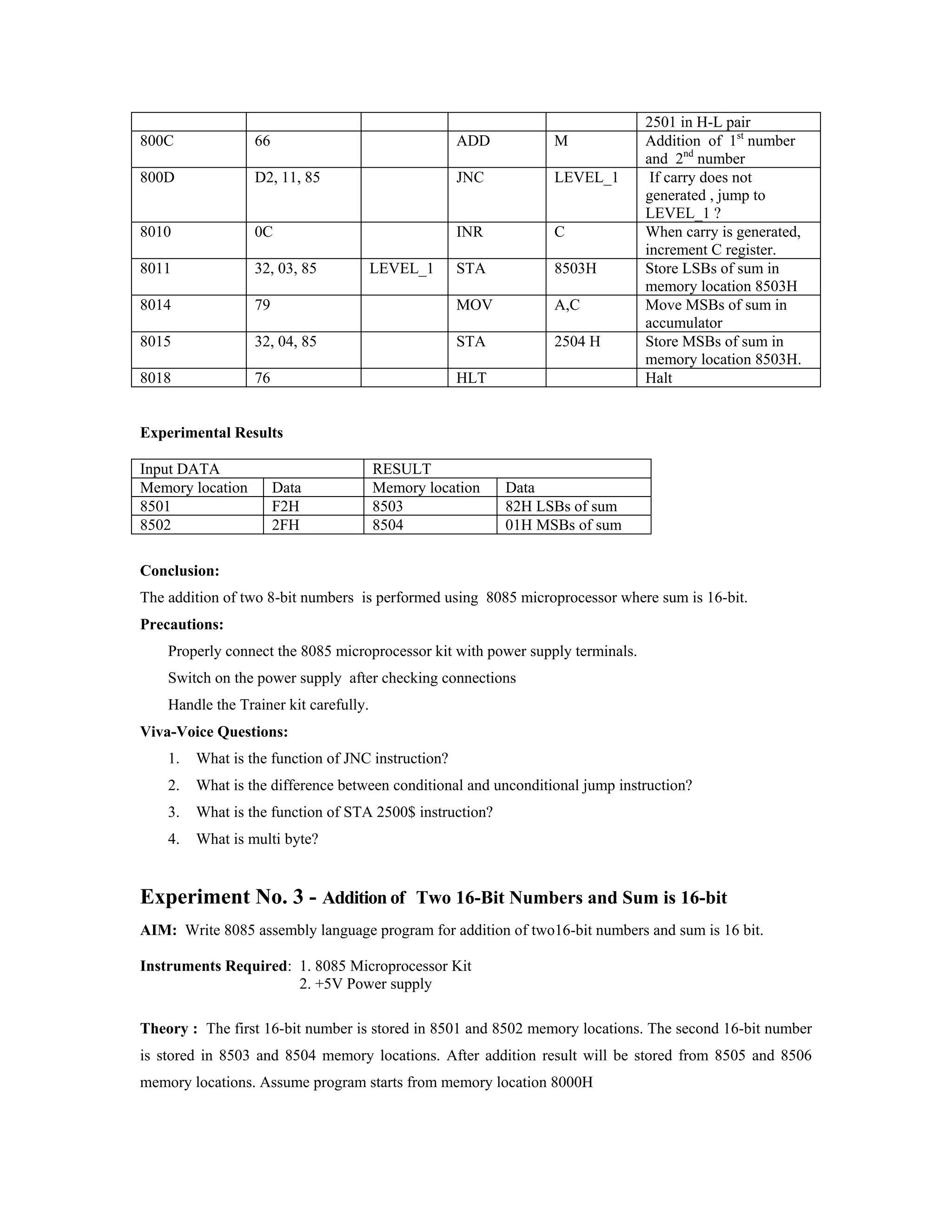 microprocessor Laboratory experiments manual | PDF