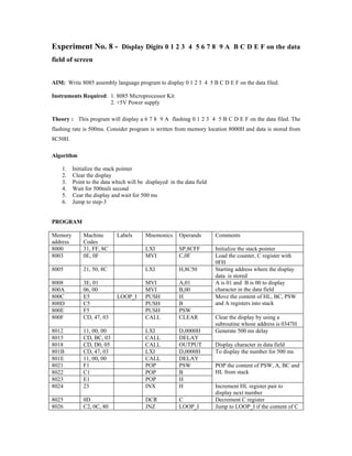 microprocessor Laboratory experiments manual | PDF