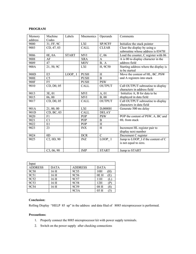 microprocessor Laboratory experiments manual | PDF