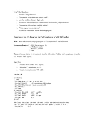 microprocessor Laboratory experiments manual | PDF