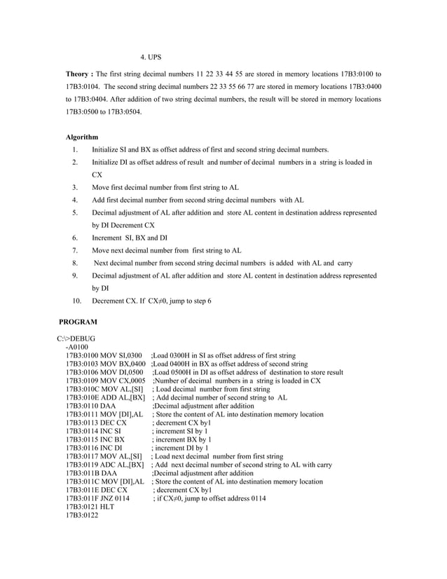 microprocessor Laboratory experiments manual | PDF