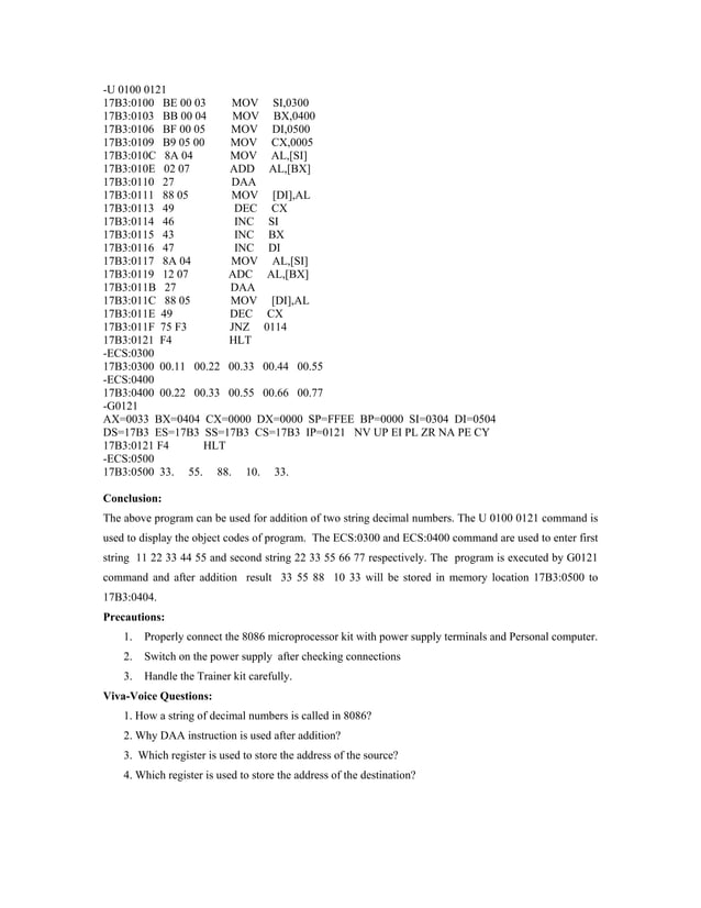 microprocessor Laboratory experiments manual | PDF