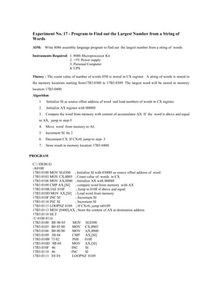 microprocessor Laboratory experiments manual | PDF