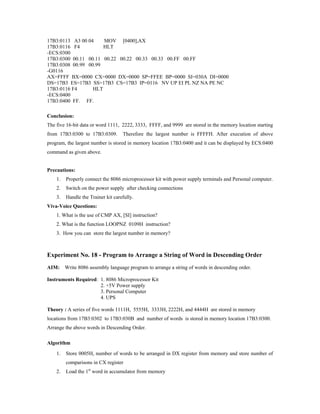 microprocessor Laboratory experiments manual | PDF