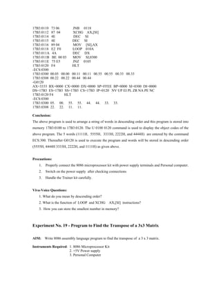microprocessor Laboratory experiments manual | PDF