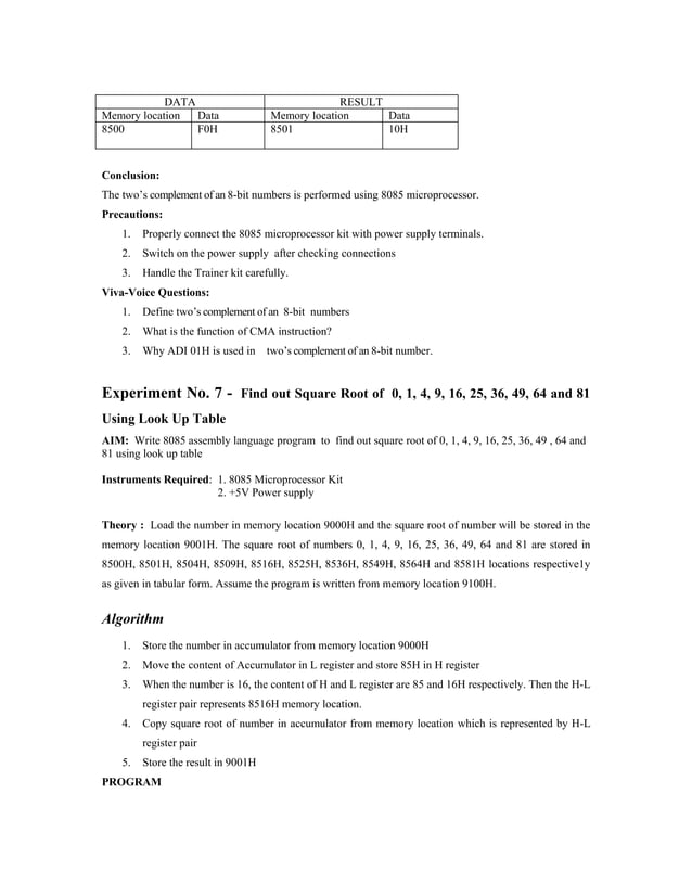microprocessor Laboratory experiments manual | PDF