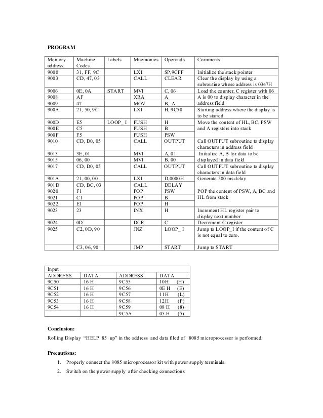 microprocessor Laboratory experiments manual