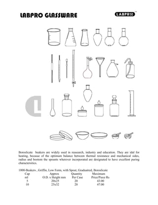 Laboratory glassware list | PDF