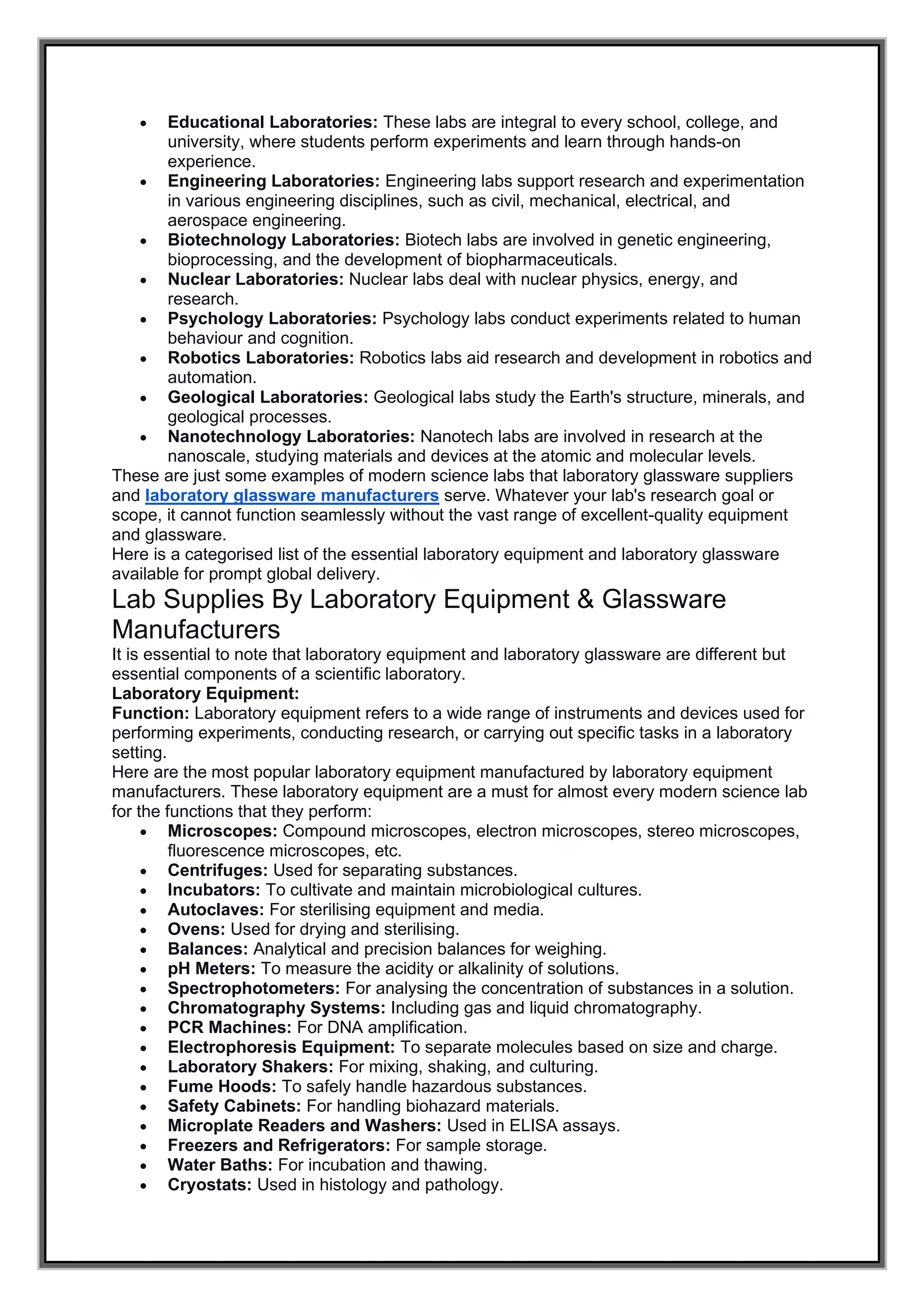 Laboratory Glassware Manufacturer and suppliers | PDF