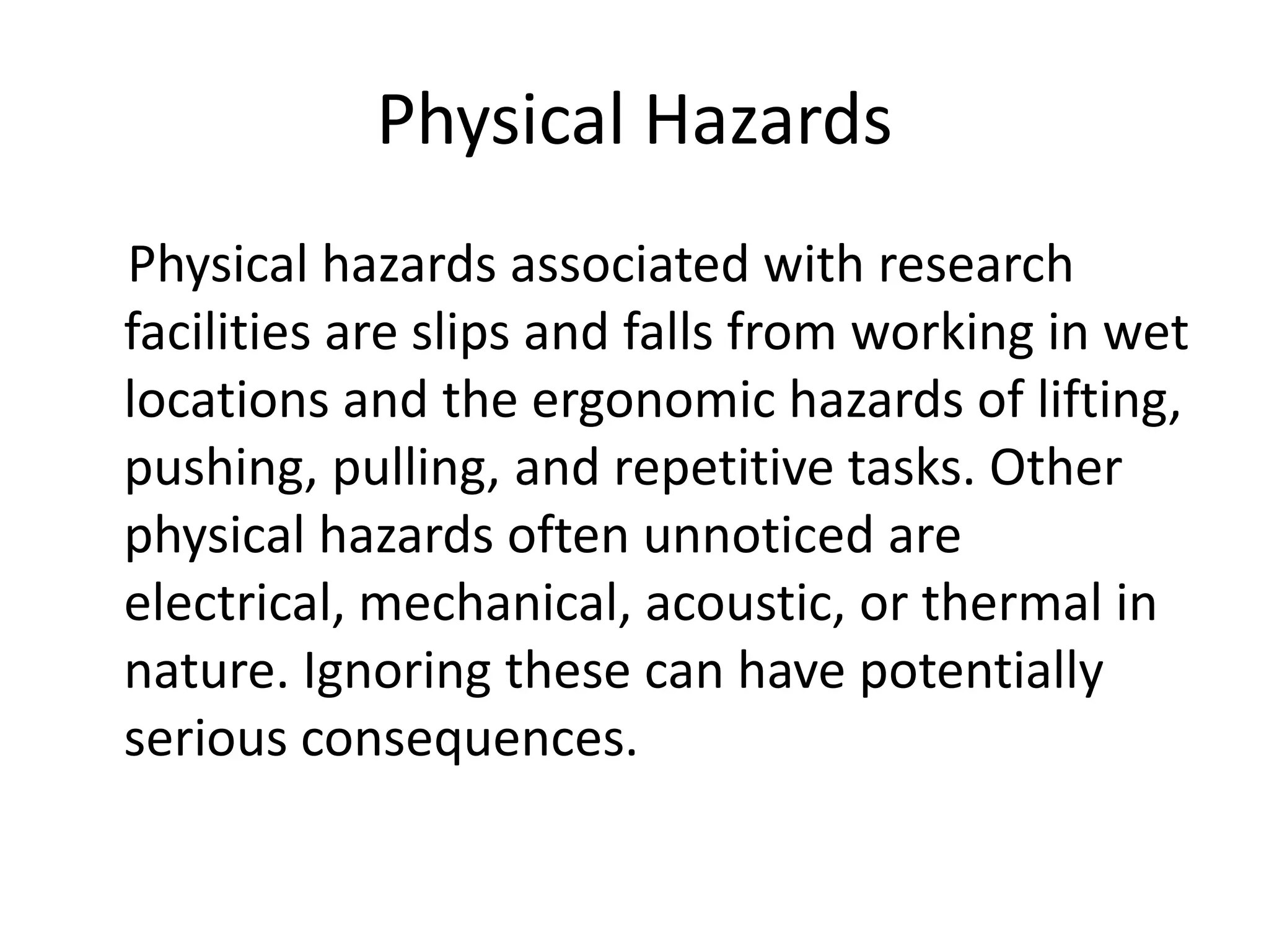 Laboratory hazards, safety and contamination | PDF