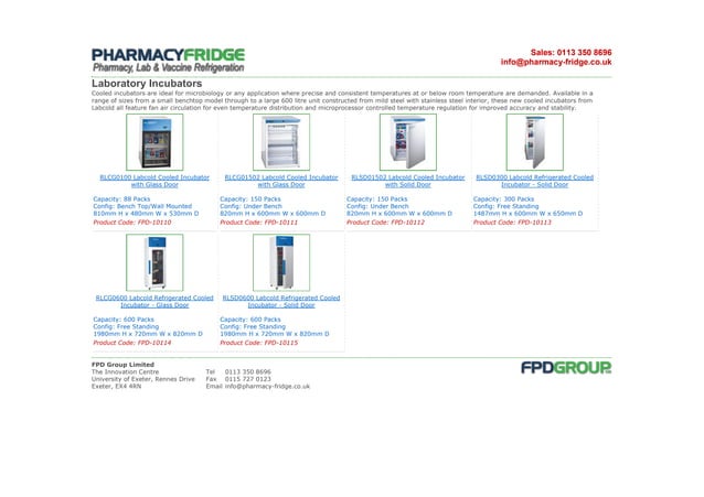 Laboratory Incubators Brochure | PPT