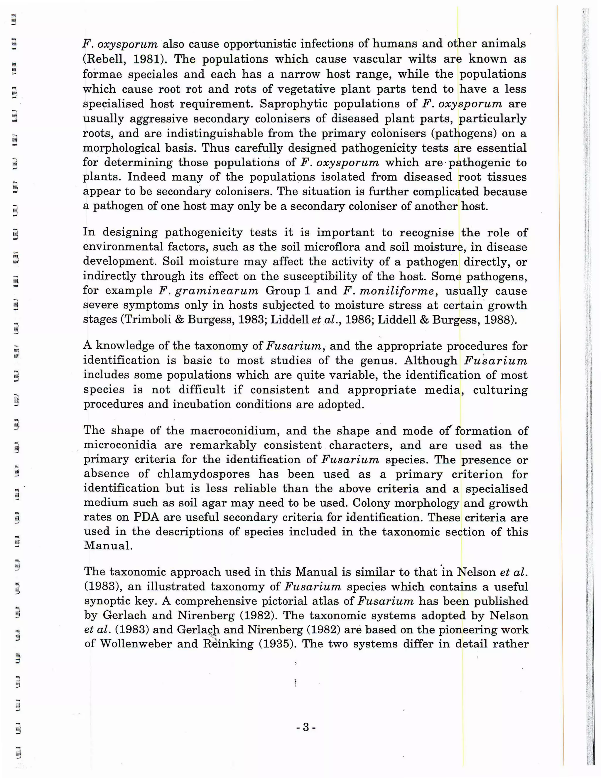 Laboratory manual for fusarium research 3rd edition Lester Burgess | PDF