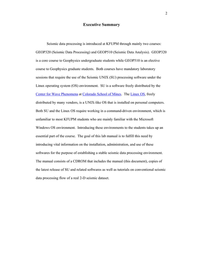 Laboratory manual for seismic data processing courses using the seismic unix | PDF