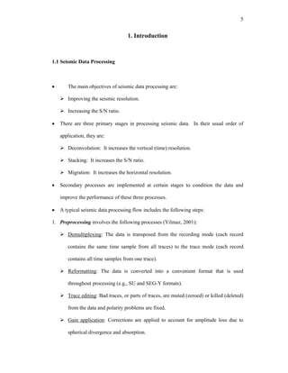 Laboratory manual for seismic data processing courses using the seismic ...