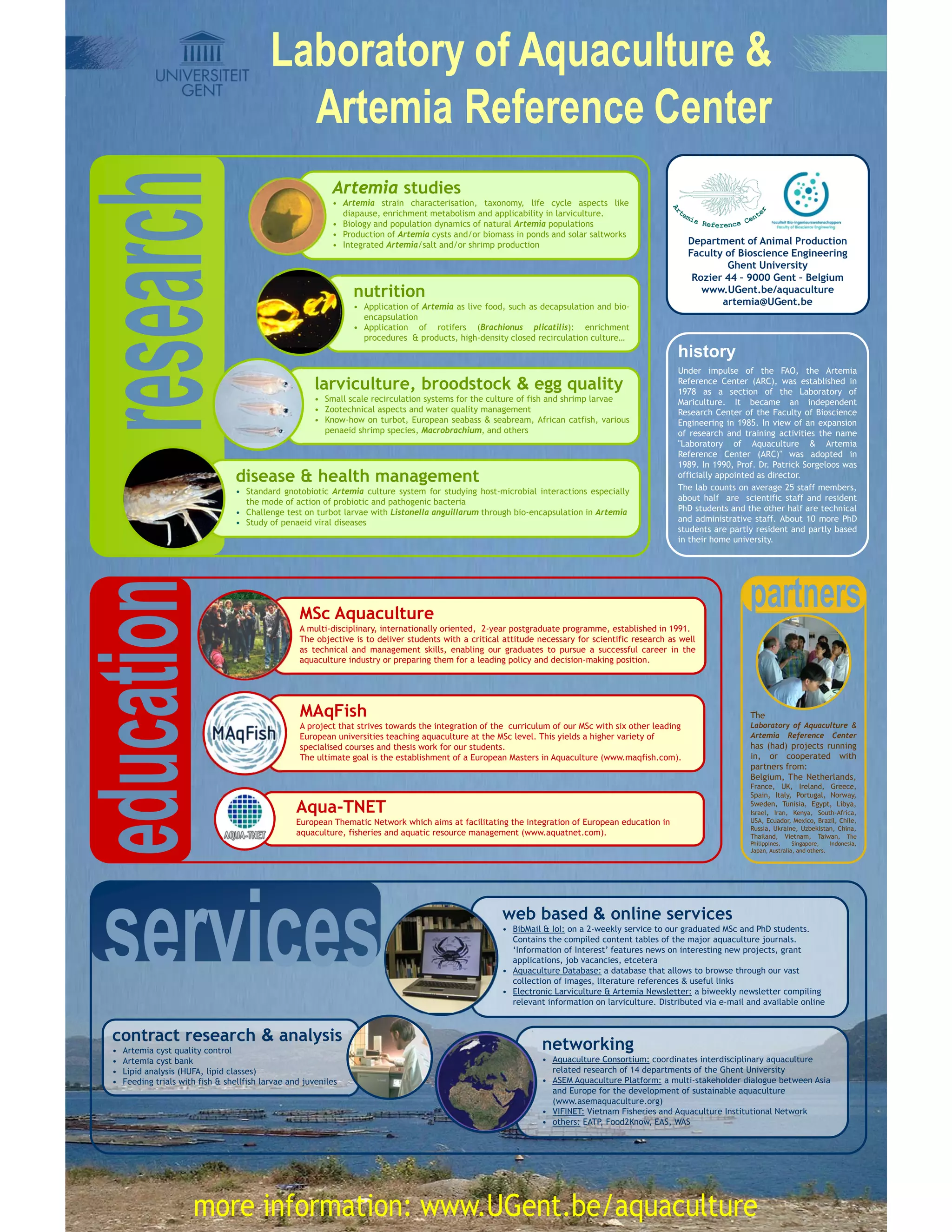 Infosheet on the Laboratory of Aquaculture & Artemia Reference Center | PDF