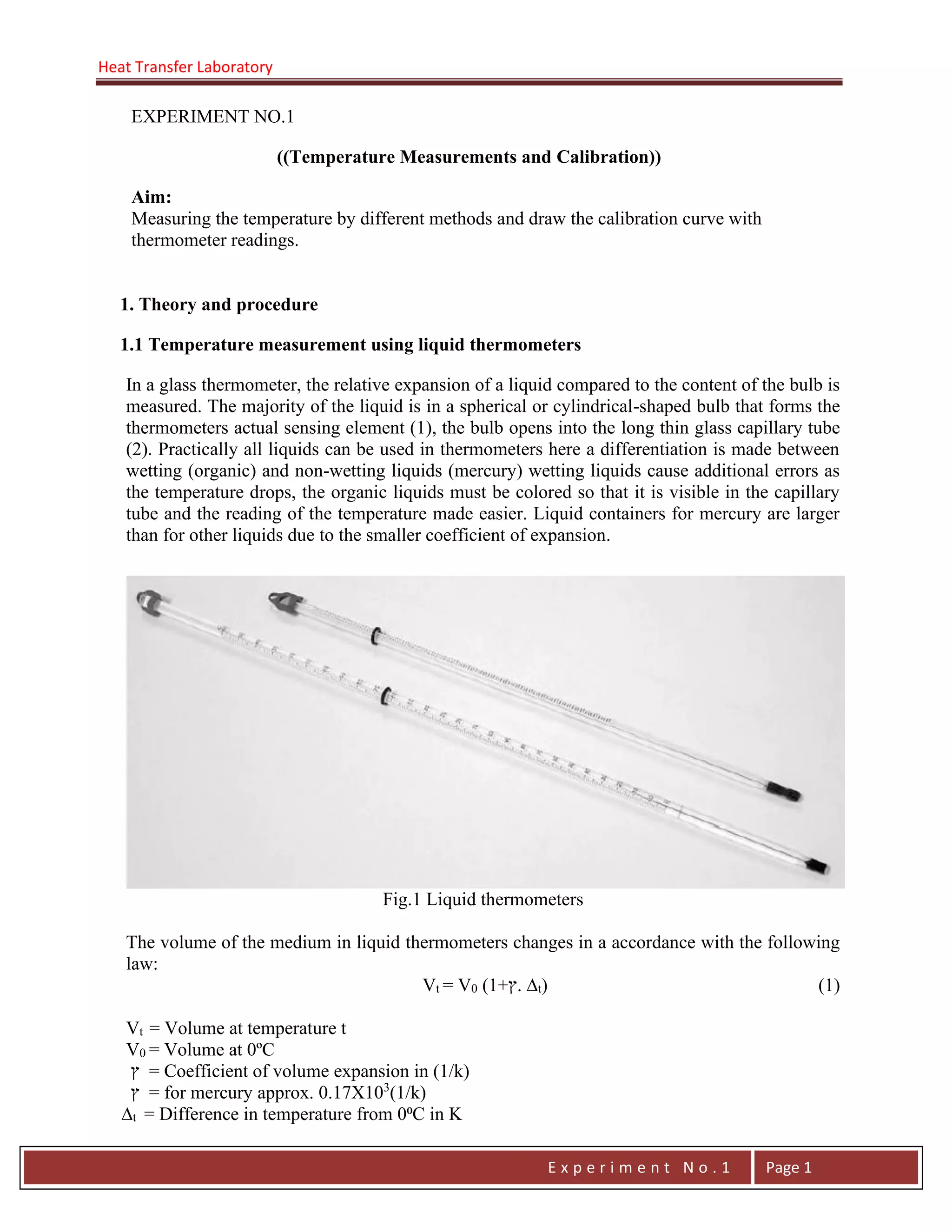 Temperature Measurements and Calibration | PDF