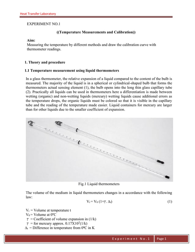 Temperature Measurements and Calibration | PDF | Chemistry | Science